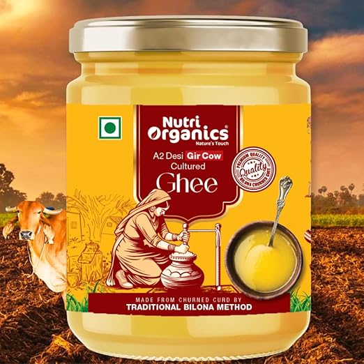 NutriOrganics Pure Desi A2 Cow Ghee 1 Litre | Bilona Curd Churned ...