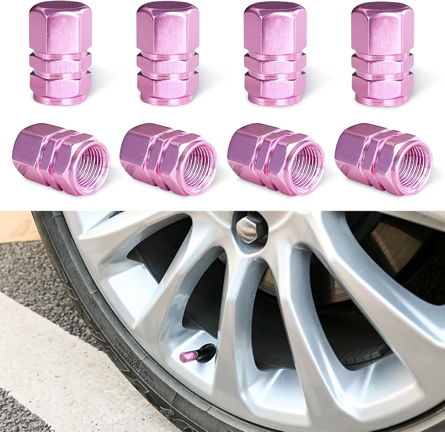 Amazon.com: Ziciner 8 PCS Car Tire Valve Stem Caps, Aluminum Alloy ...