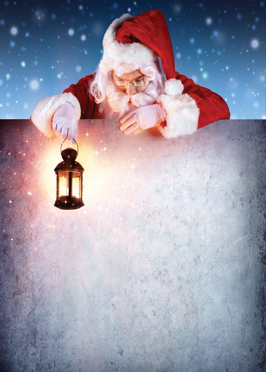 Amazon.com : LYWYGG 5x7FT Christmas Snow Night Backdrop Santa Claus ...