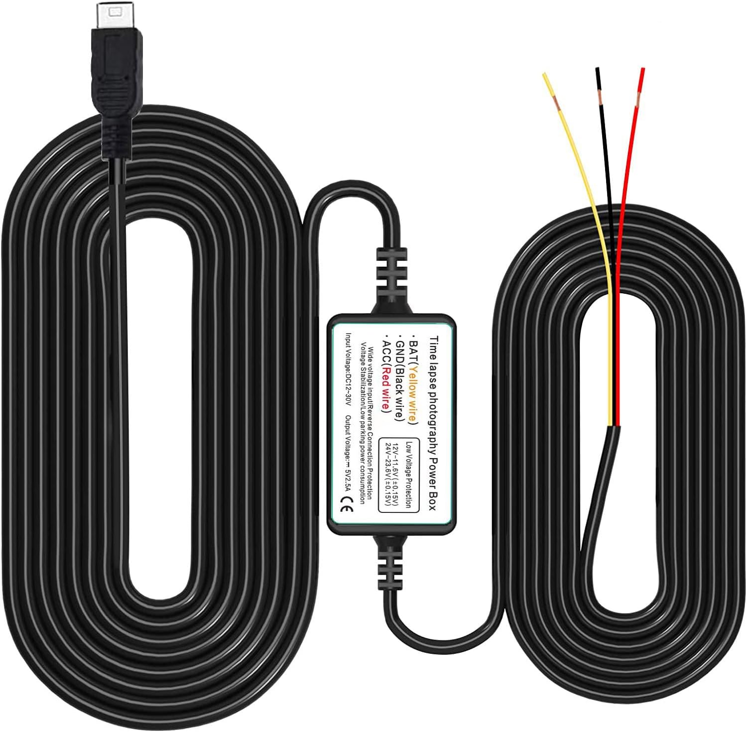 Amazon.com: Gebildet Micro USB Port Dash Cam Hardwire Kit for 24H ...