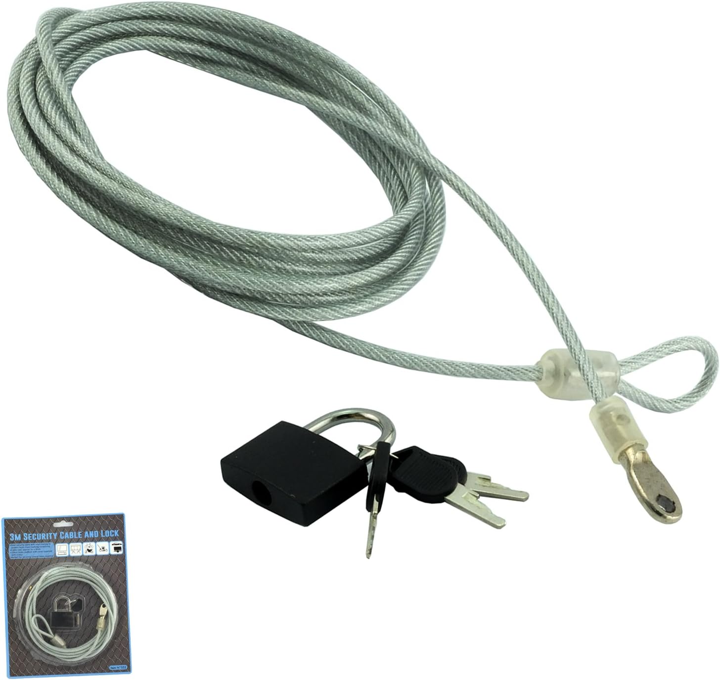 Home Garden Online 3M Steel Security Cable And Lock (Pack of 1 ...