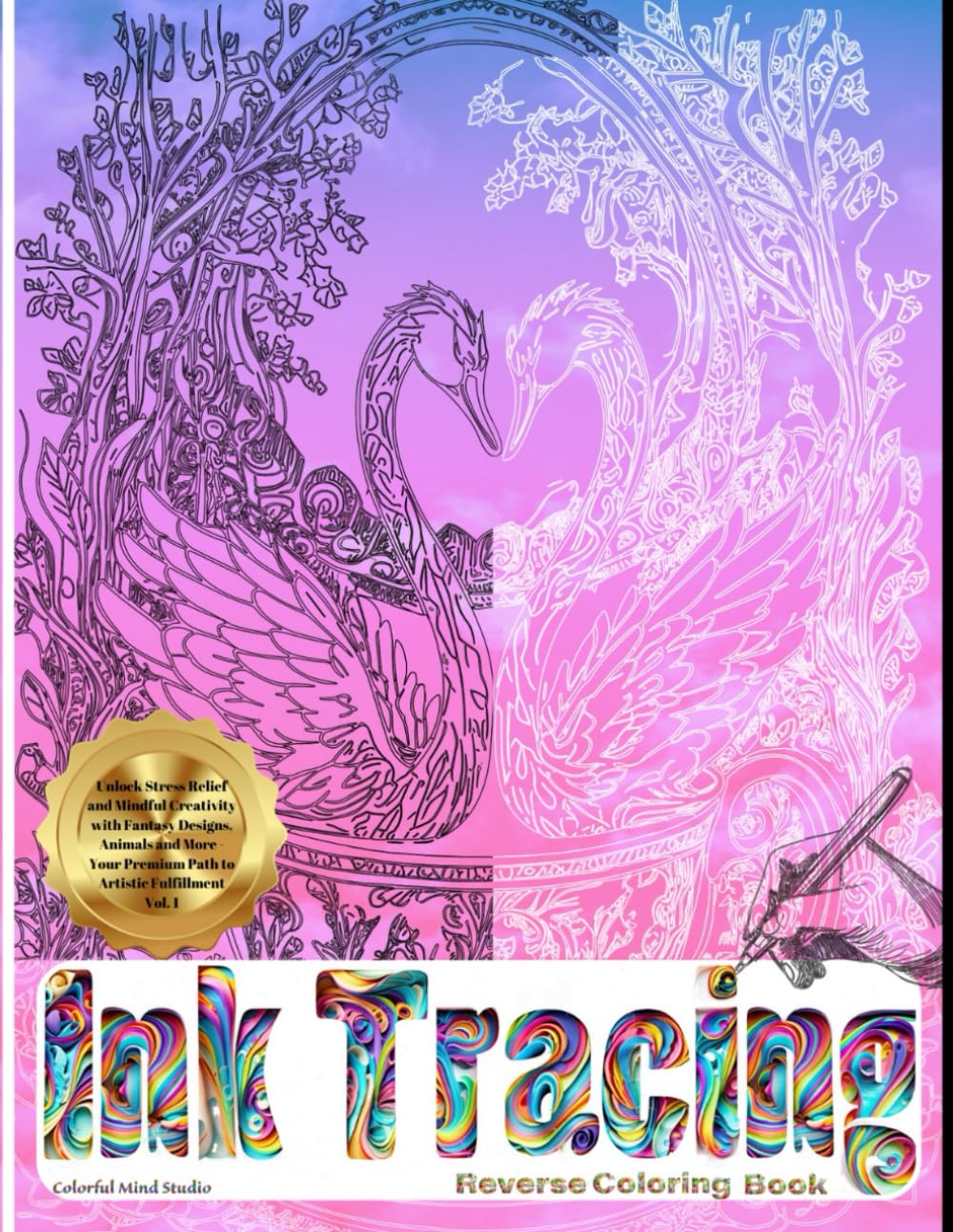 Amazon.com: Ink Tracing: Reverse Coloring Book: Coloring Pages: Unlock ...