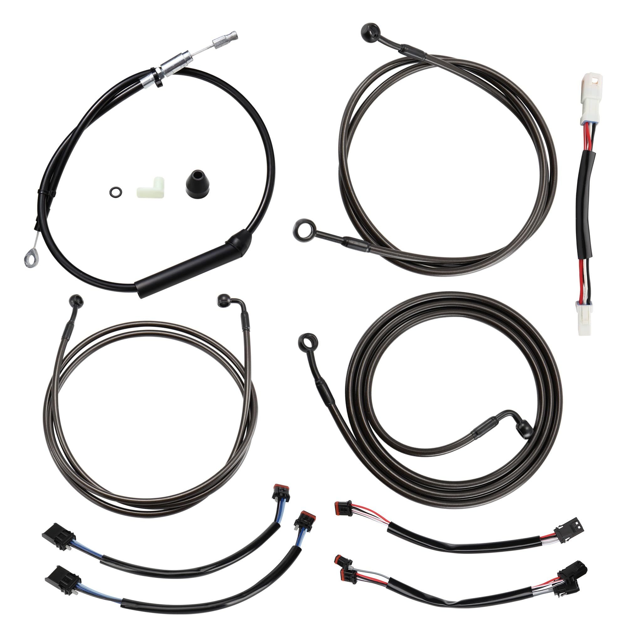 Snapklik.com : Prewired 16" Touring Extended Handlebar Cable Set Brake ...