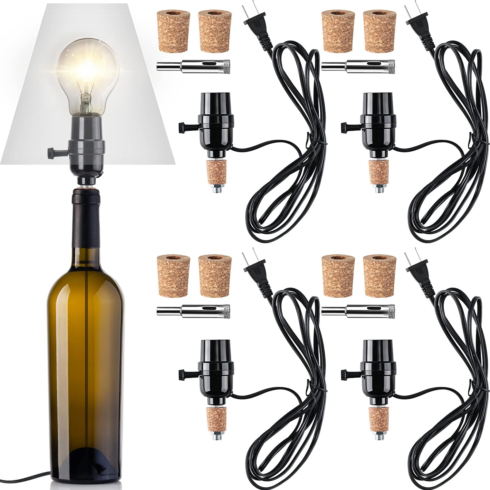 Fabbay 4 Sets Lamp Kit for Bottle Includes Stopper in 3 Sizes, 9 mm ...