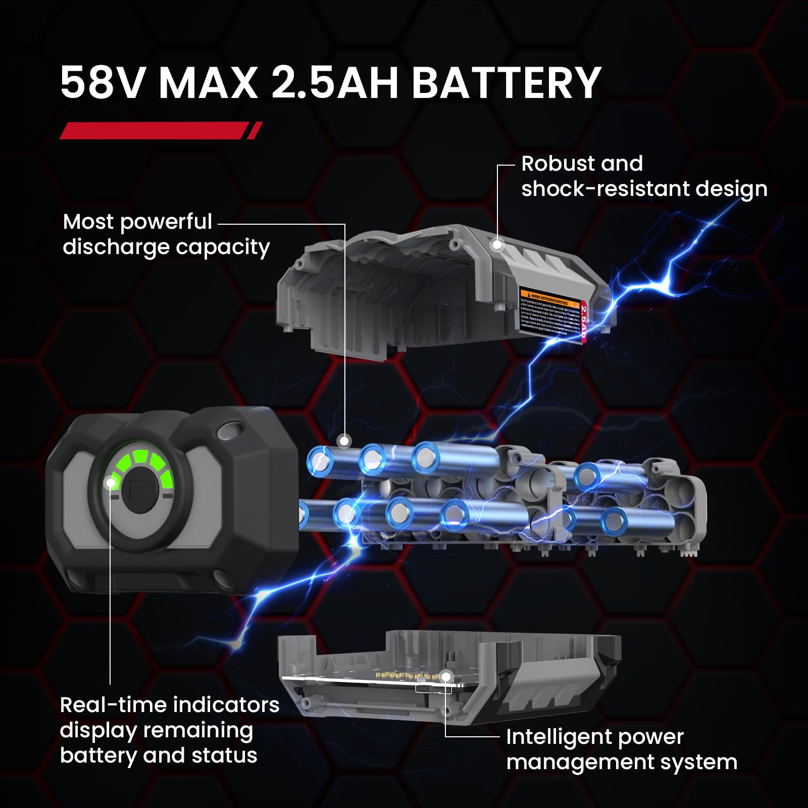 Snapklik.com : LBA1025 58V 2.5Ah Lithium-Ion Battery 58V MAX PRO Series ...