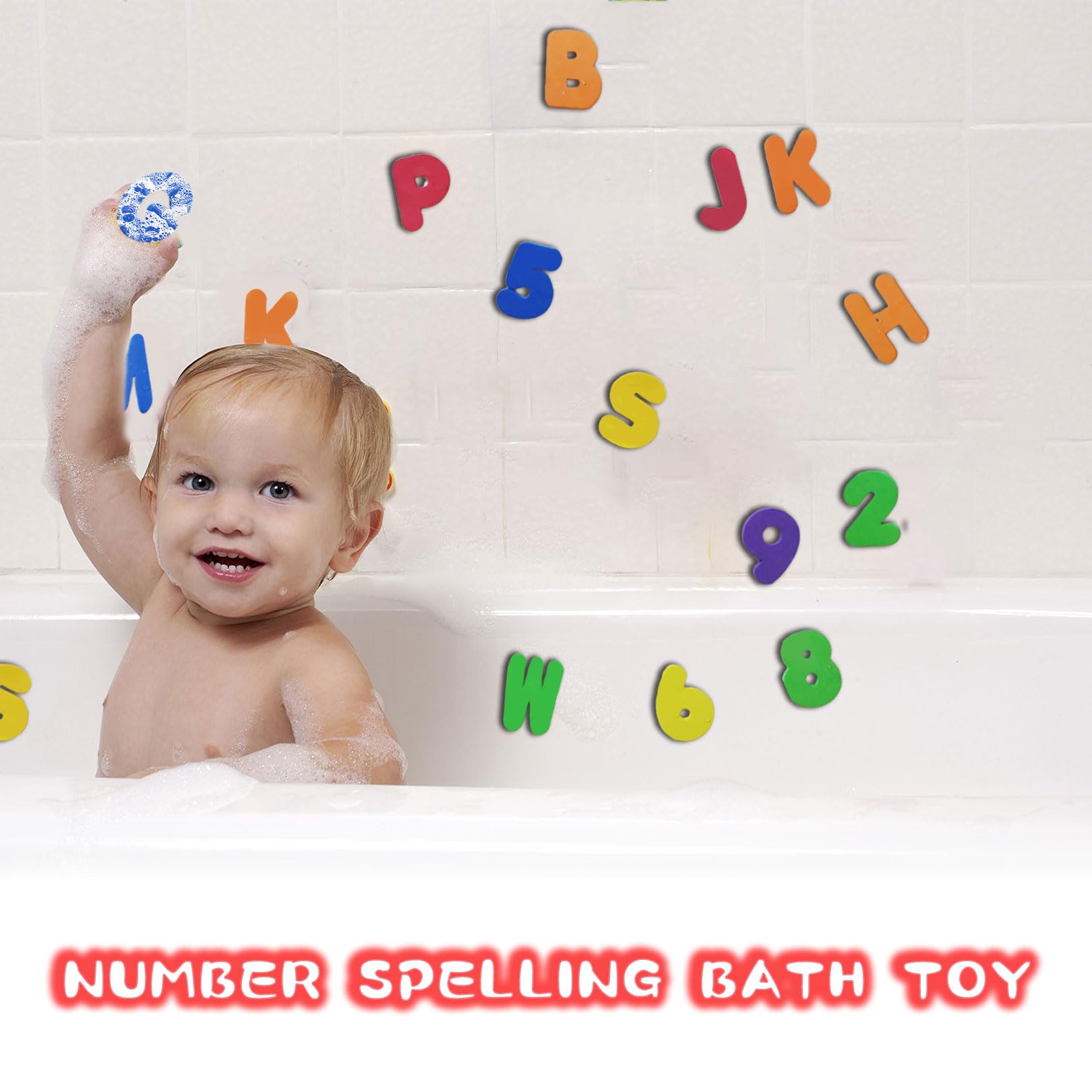 36 Pcs Bath Letters and Numbers,Removable Foam Bath Letters Creative ...