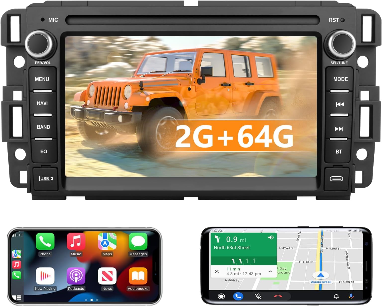 Amazon.com: j Junsun 2G+64G Car Radio Stereo Android 12 for Chevrolet ...