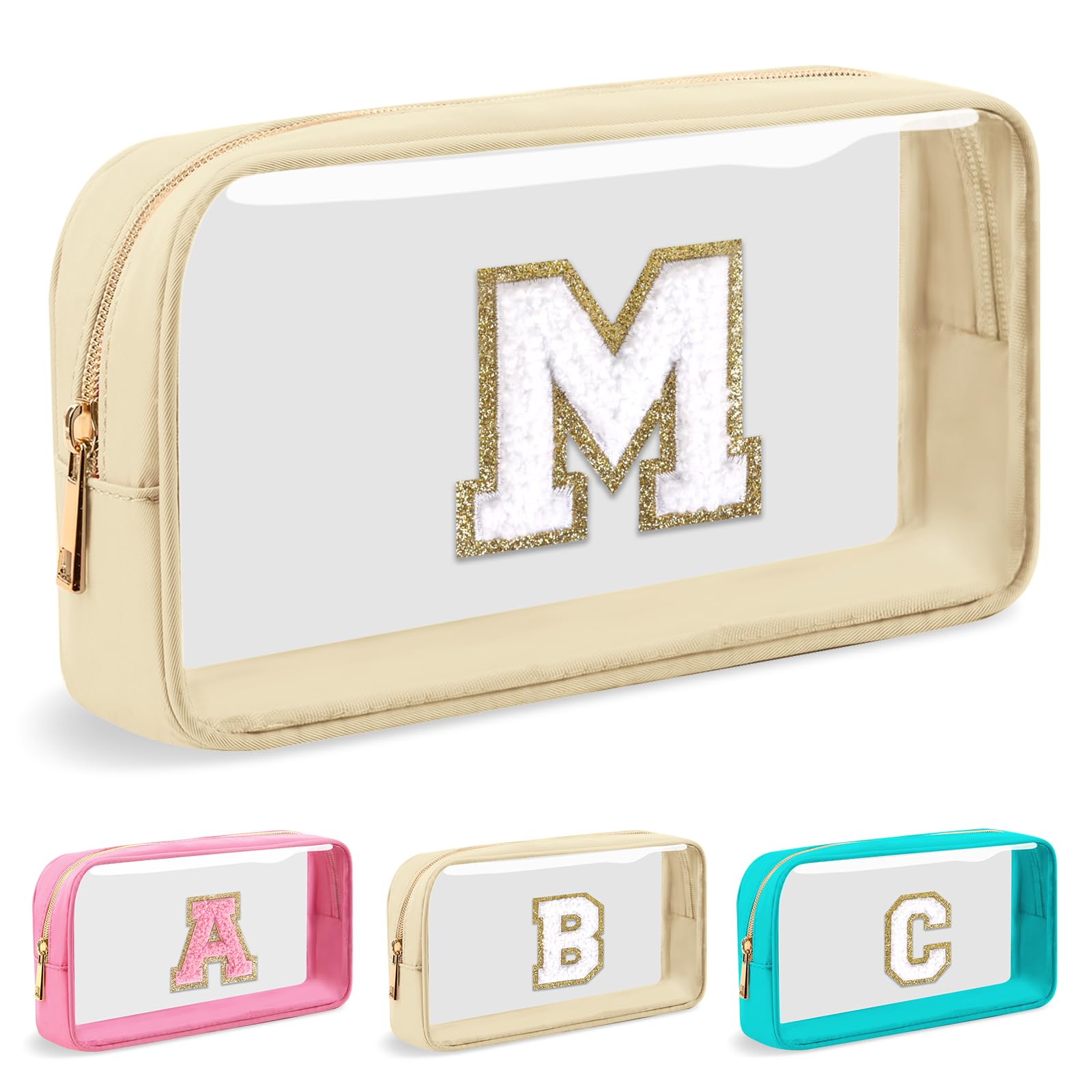 Amazon.com : UIXIZQ Personalized Initial Letter Clear Makeup Bag,Preppy ...