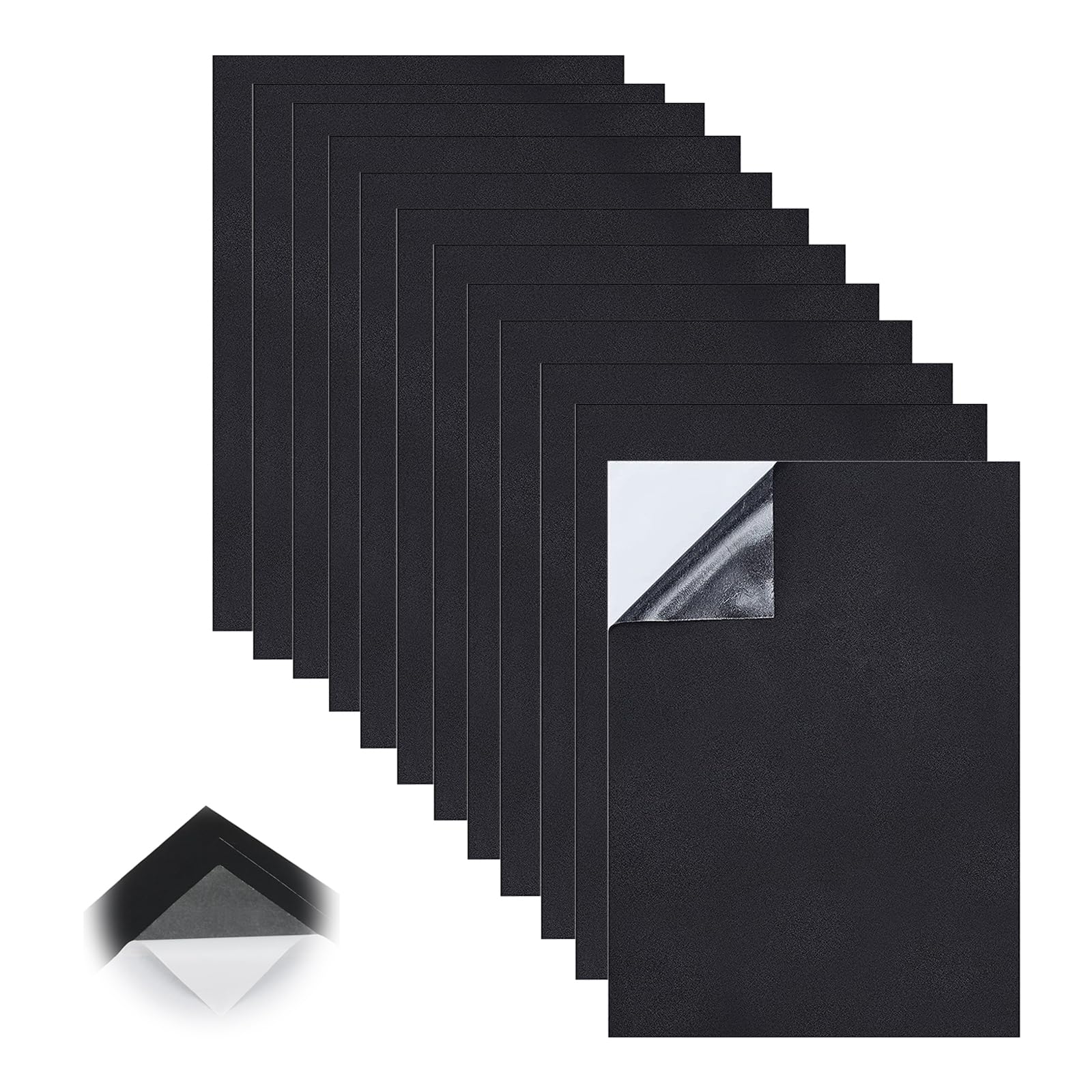 Black Self Adhesive Felt Fabric, 12 Pcs Sticky Back Thin Foam Felt ...