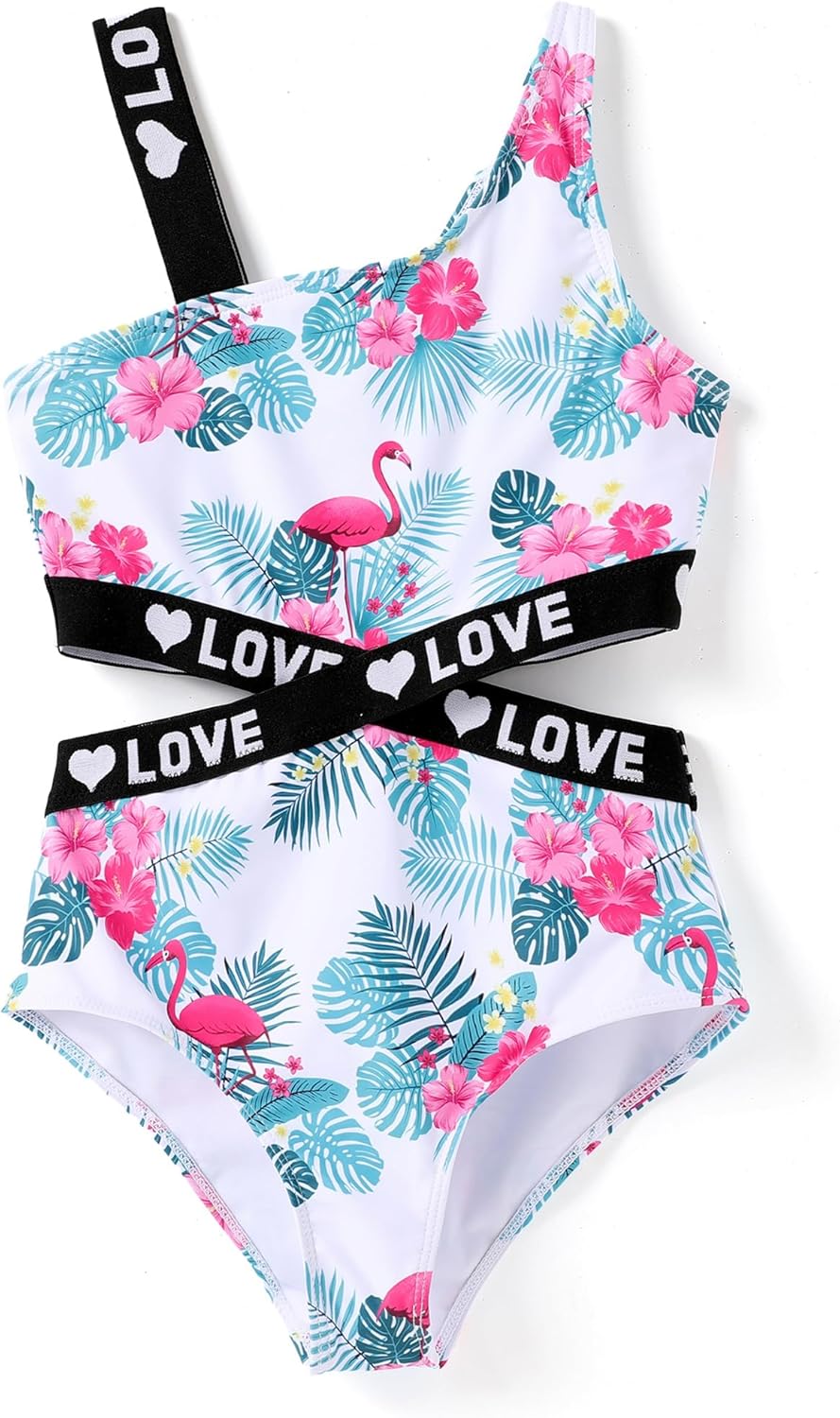 PATPAT Girls One Piece Swimsuits Floral Tropical Bathing Suit Cutout ...