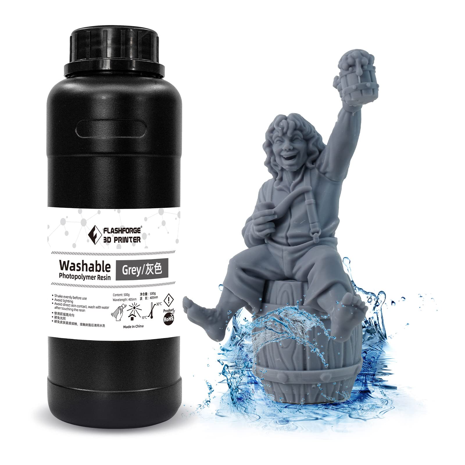 Amazon.com: FLASHFORGE Water Washable 3D Printer Resin, LCD UV-Fast ...