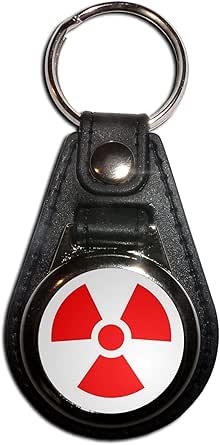 Red Nuclear Symbol - Black Plastic Medallion Key Ring at Amazon Men’s ...