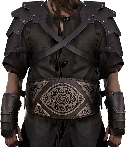 Amazon.com: HiiFeuer Medieval Double Pauldron with Mercenary Bracers ...