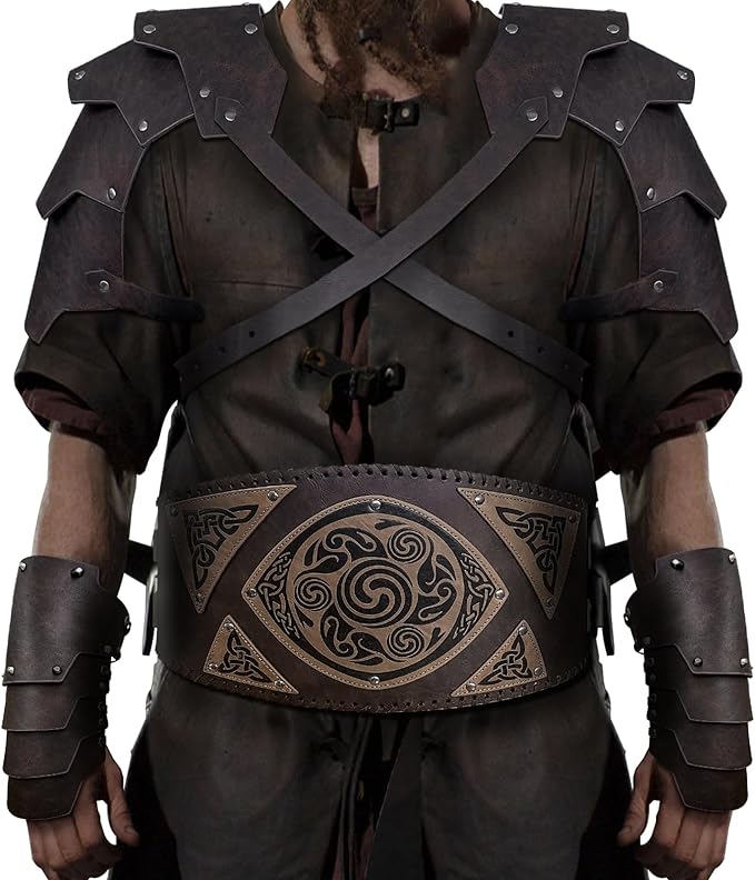 Amazon.com: HiiFeuer Medieval Double Pauldron with Mercenary Bracers ...