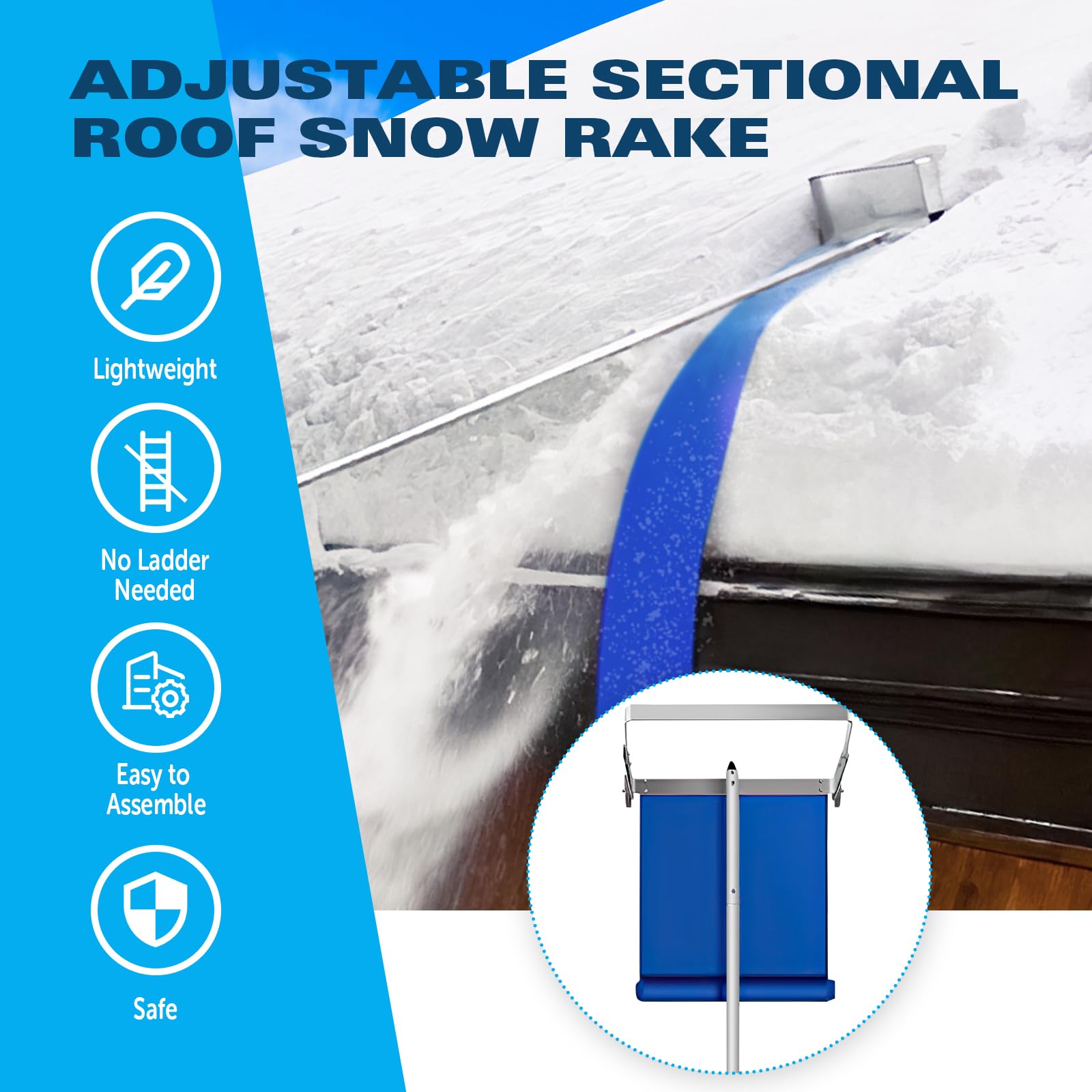 Snapklik.com : CHANGE MOORE Snow Roof Rake, 21ft Reach Aluminium Roof ...