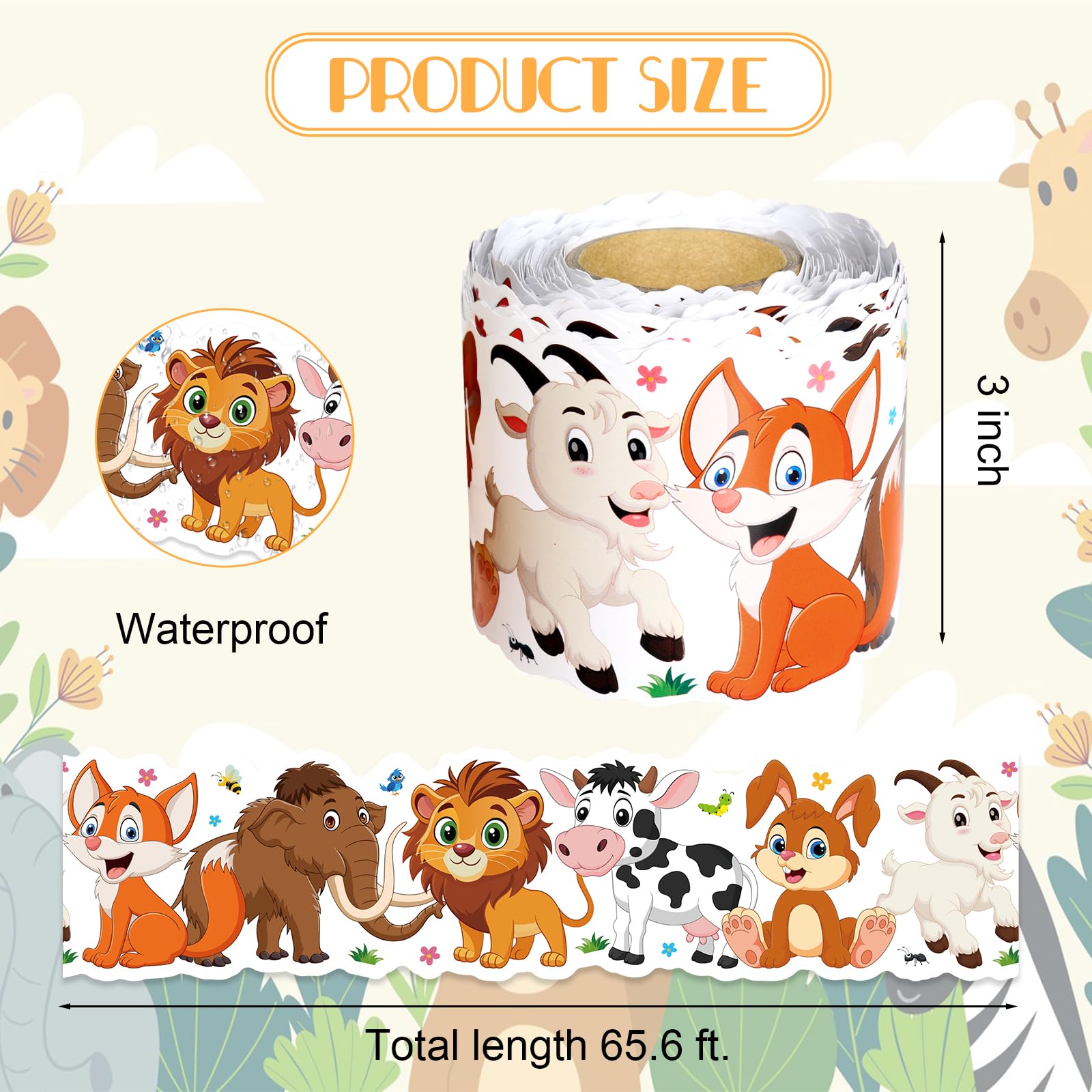 Snapklik.com : 65.6Ft Jungle Animals Bulletin Board Borders, Cute ...