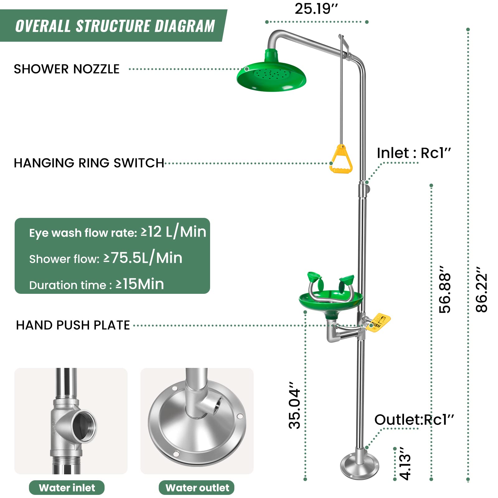 Buy Huanyu Emergency Eyewash Station with Shower Combination Shower ...