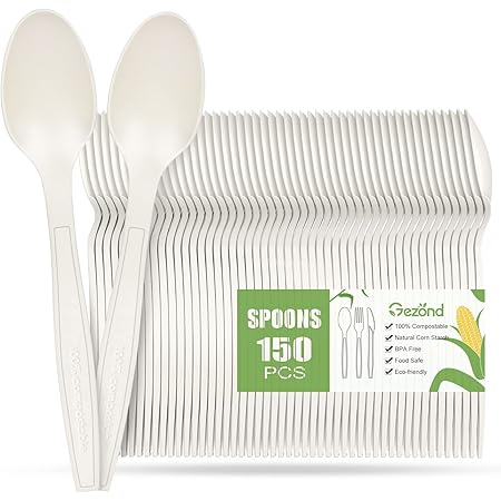Amazon.com: Compostable Spoons 150 Pack 7 Inch Disposable Spoons ...