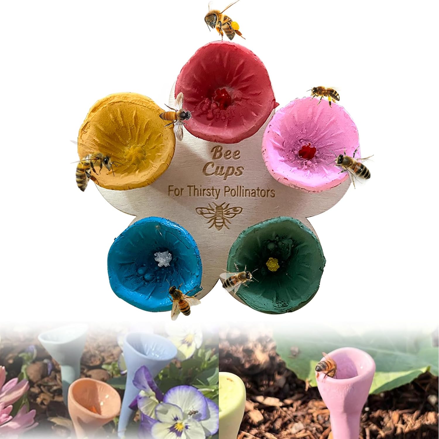 Yeerain Pack of 5 Bee Insect Drinking Cups, Bee Cups for the Garden ...