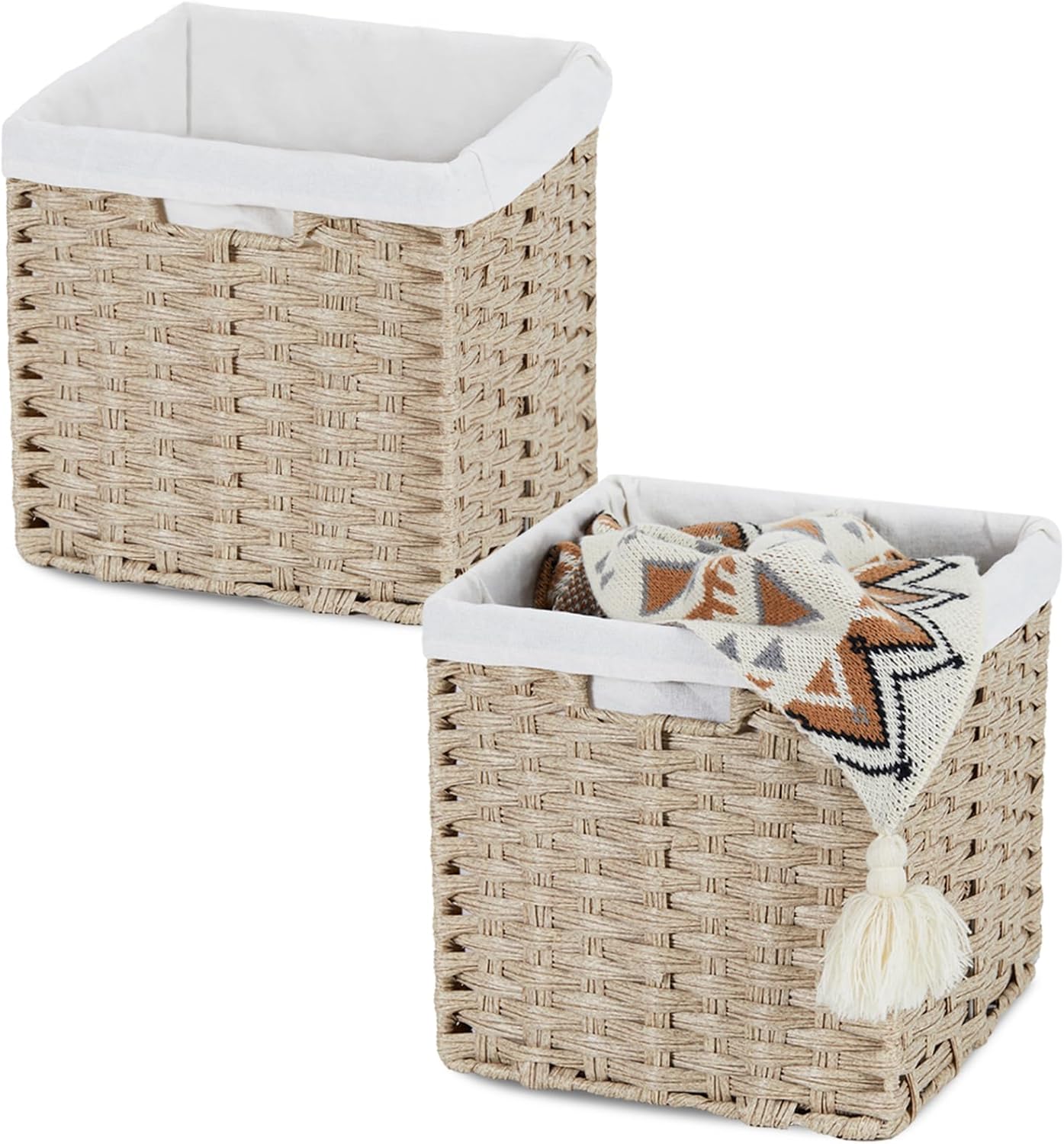 Amazon.com - Bidtakay Wicker Baskets for Shelves Waterproof Imitation ...
