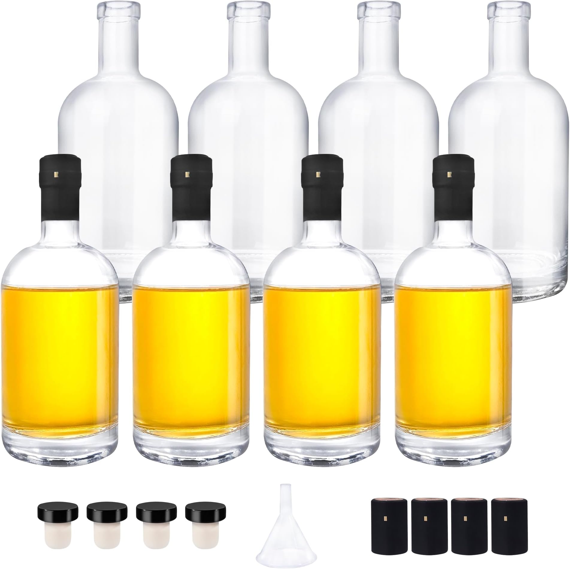 GUANENA Paquete de 8 botellas de vidrio transparente de 16 onzas con ...