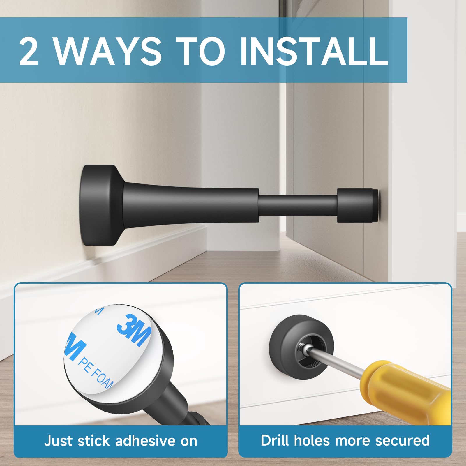 Snapklik.com : Matte Black Door Stop For Wall, Spring Door Stoppers For ...