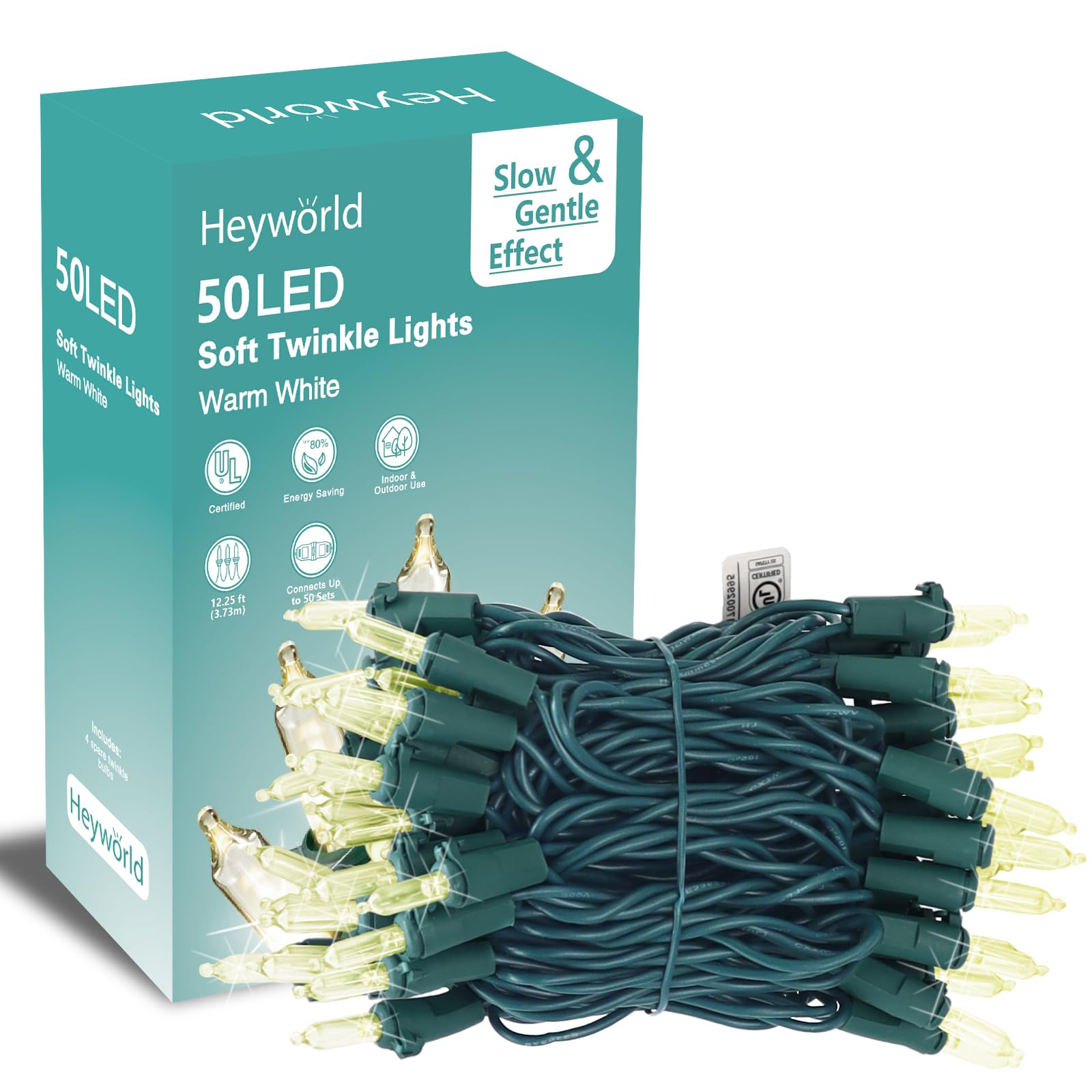 Amazon.com: Heyworld Soft Twinkle Lights, 50 Led Slow Twinkling ...
