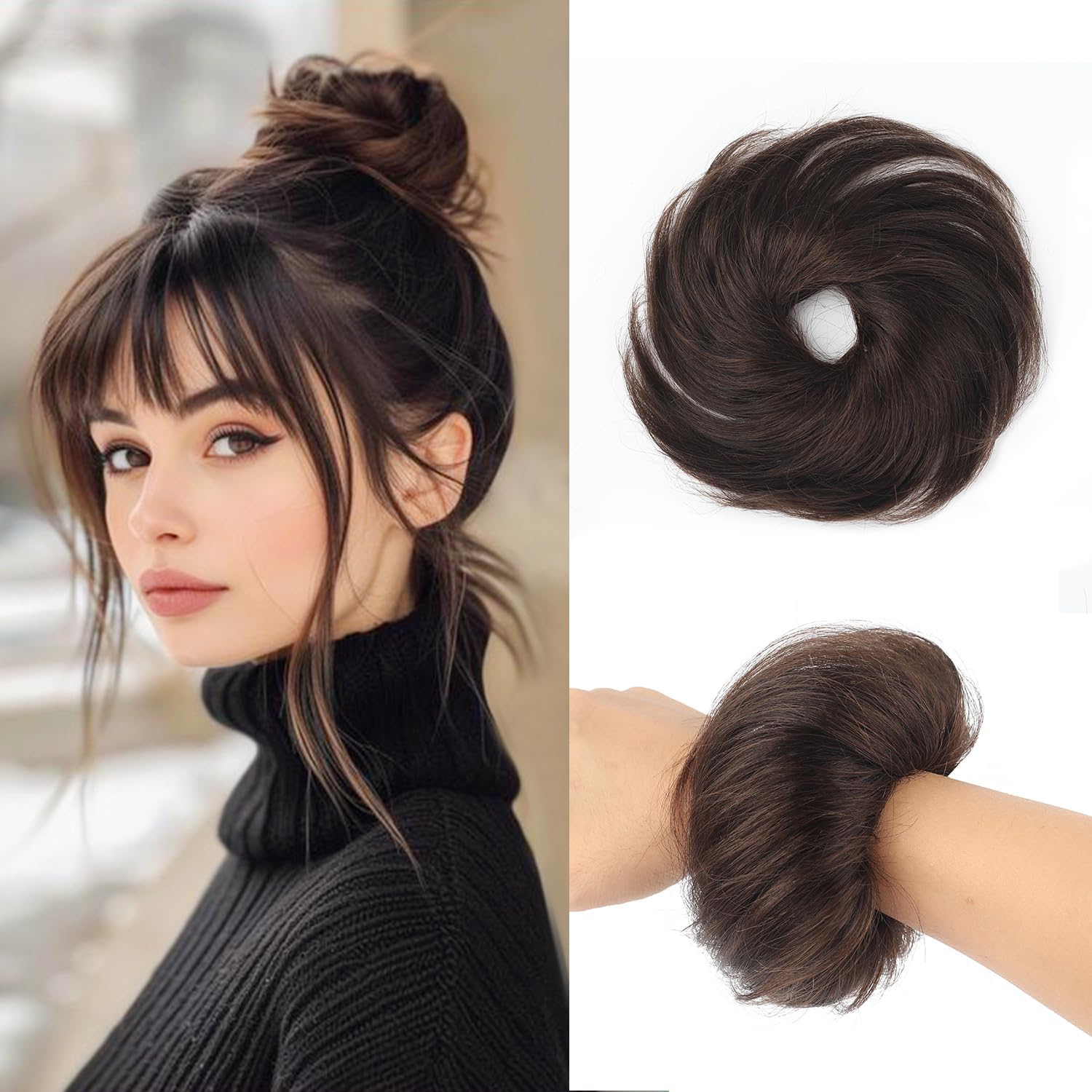Amazon.com : Onedor Synthetic Fiber Hair Extension Chignon Donut Bun ...