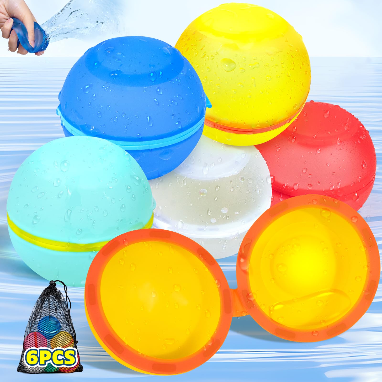 Snapklik.com : OMKHE 6Pack Reusable Water Balloons - Silicone ...