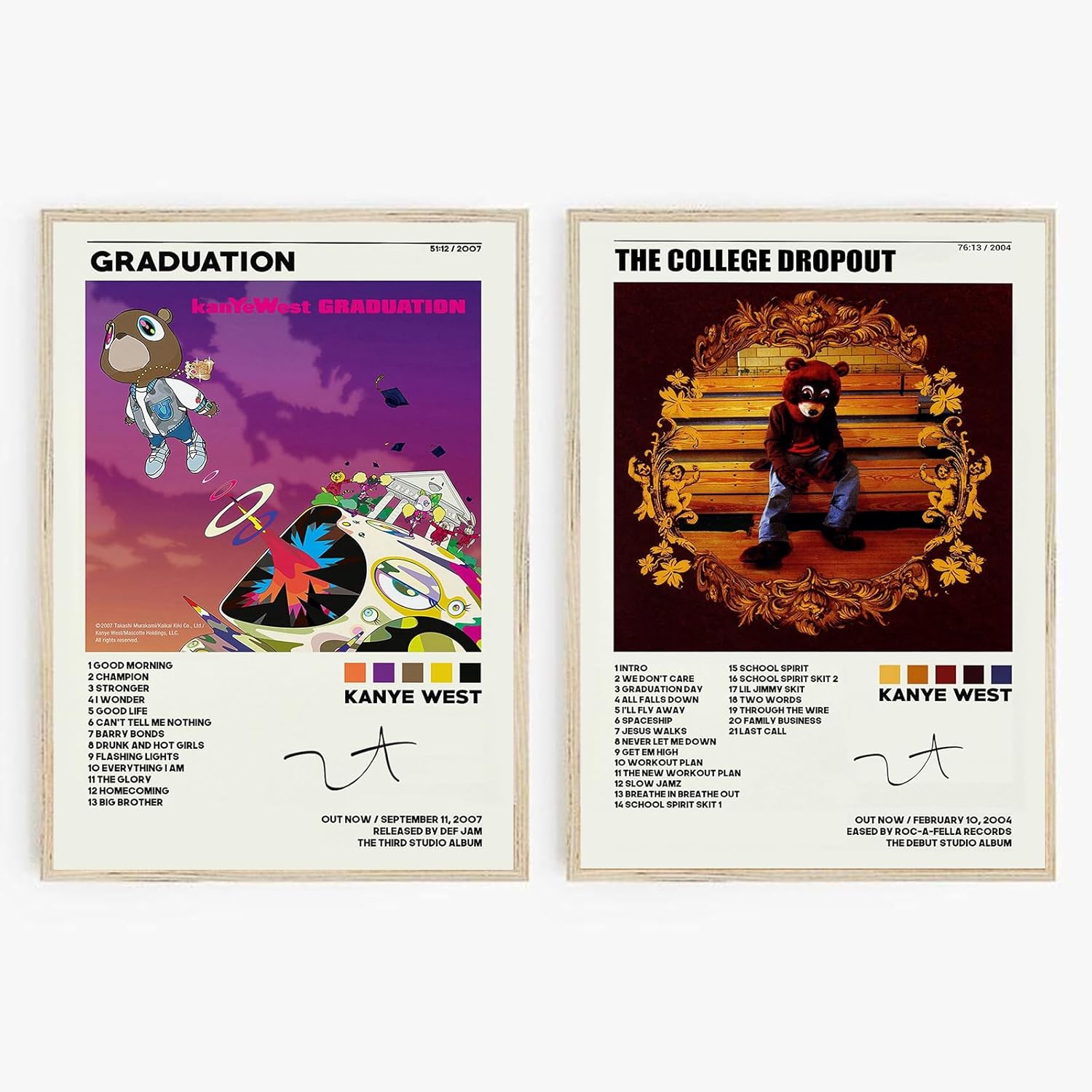 Amazon.com: BATWHO A Set Of 2 Kanye West Poster Graduation The College ...