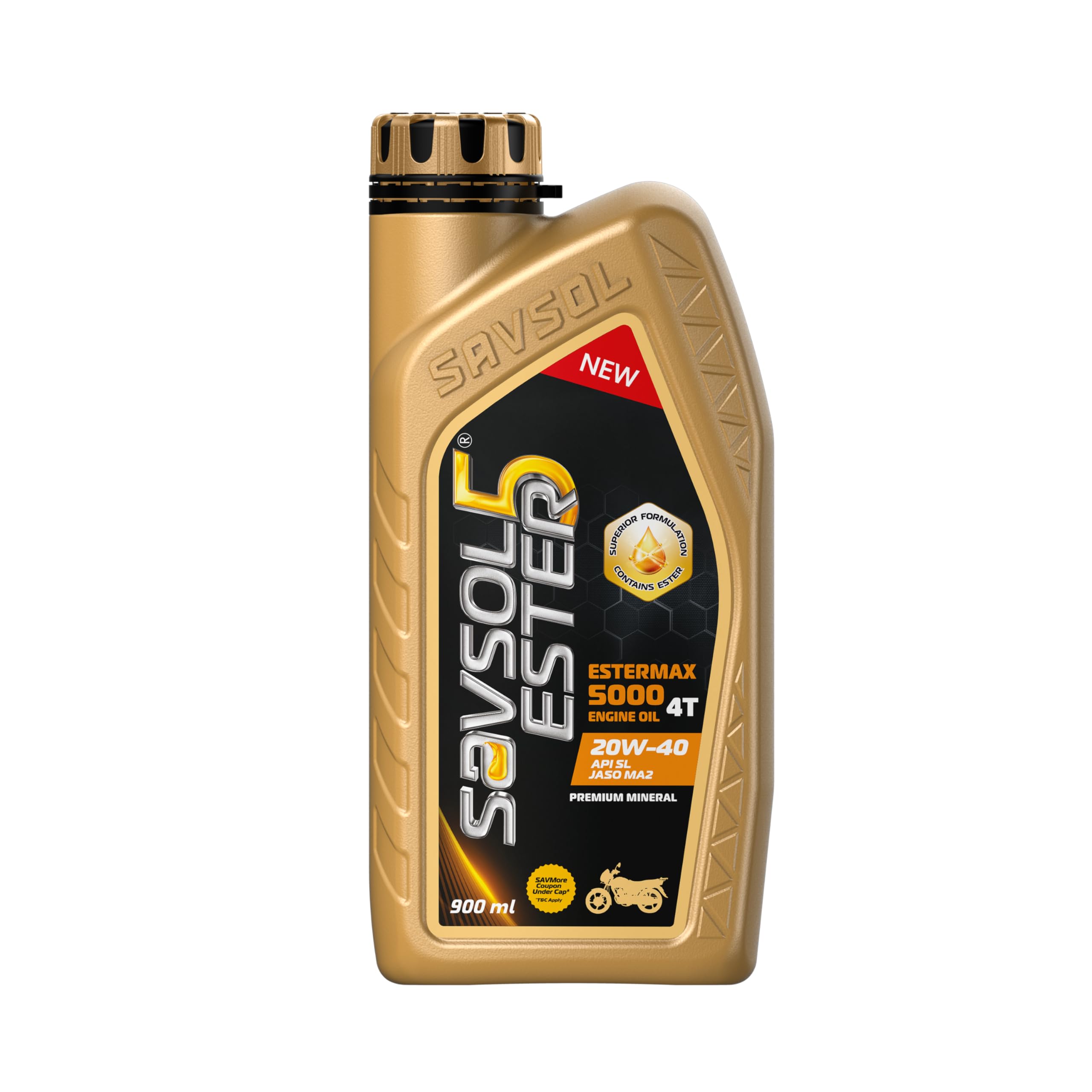 SAVSOL ESTER5 ESTERMAX 5000 4T 20W-40, Premium Oil for Bikes (900 ML ...