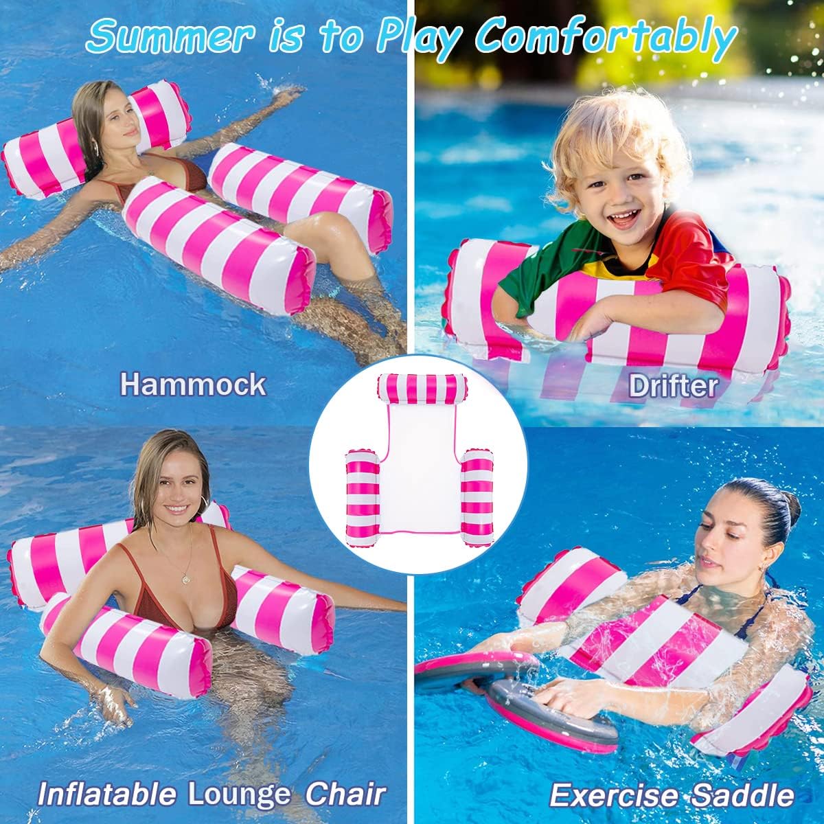 Inflatable Pool Floats Water Hammock, Pool Inflatable Pool Hammock ...
