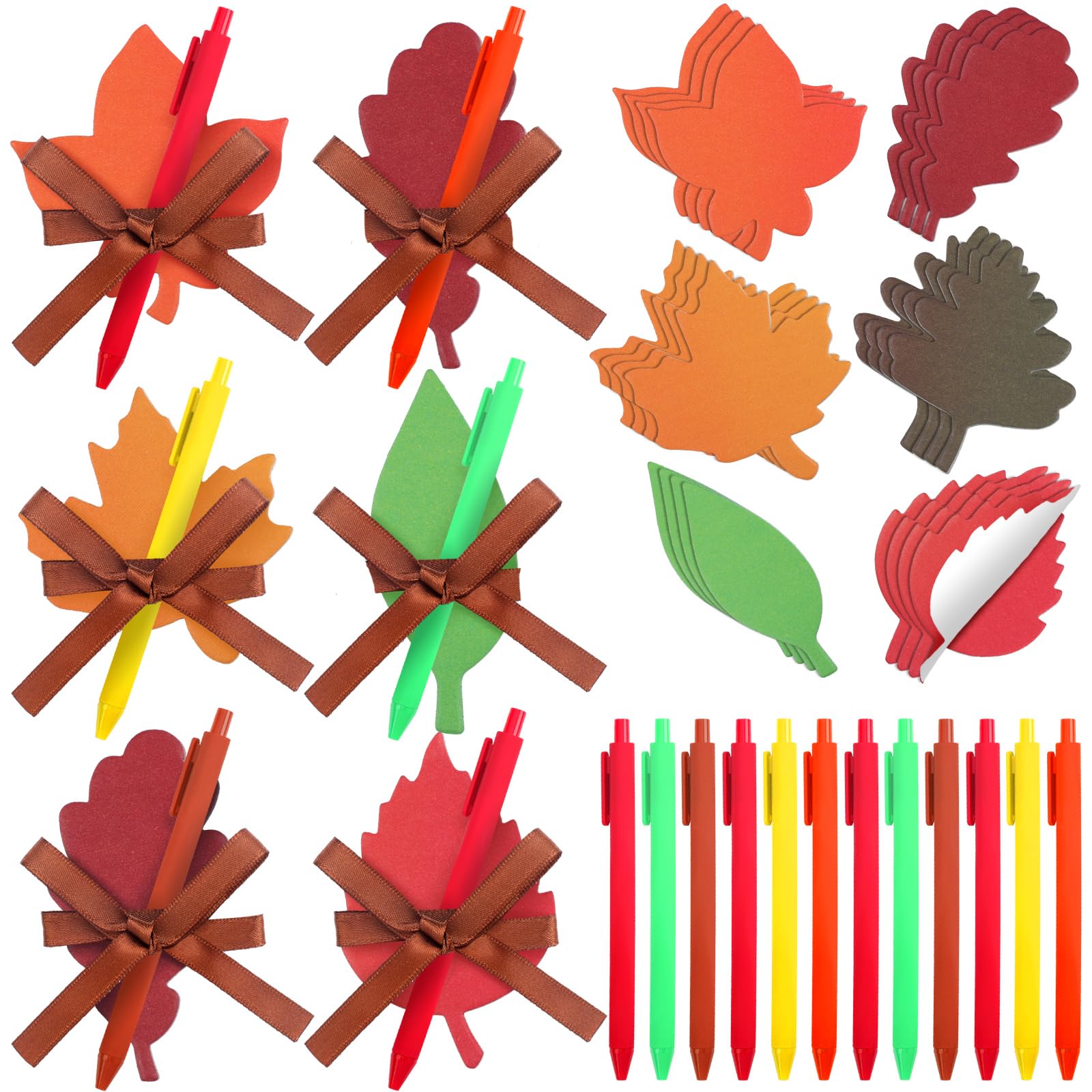 Amazon.com : Geyee 24 Pack Fall Leaves Sticky Notepad Set with Pen for ...