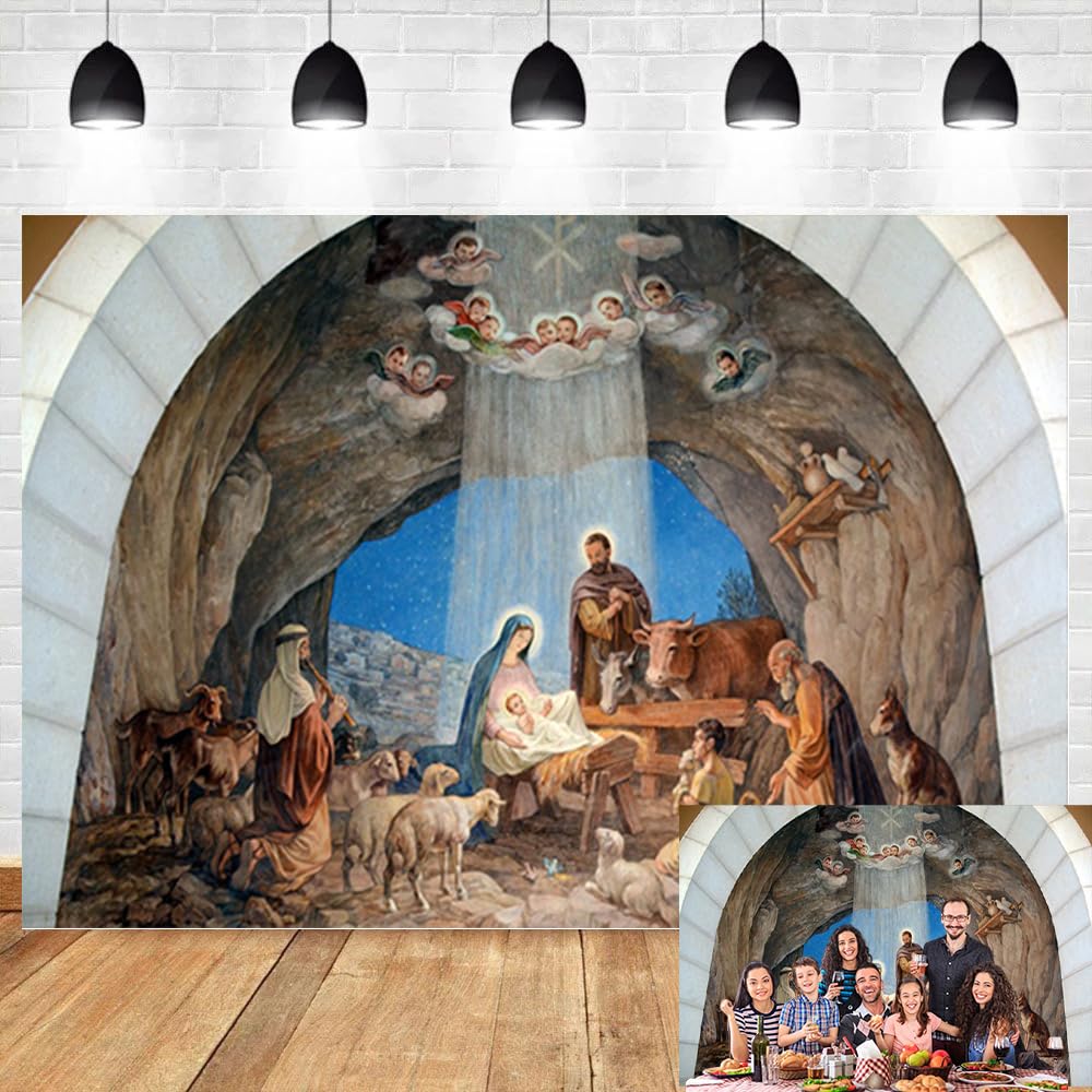 Amazon.com : DORCEV 6x4ft Nativity Scene Backdrops The Birth of Christ ...