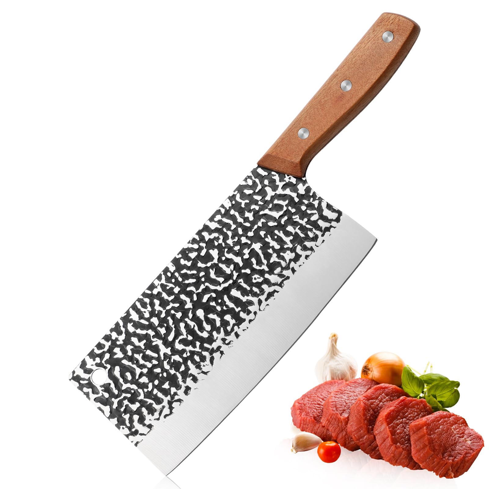 Amazon.com: Meat Cleaver, 7 inches Professional Serbian Cleaver Knife ...