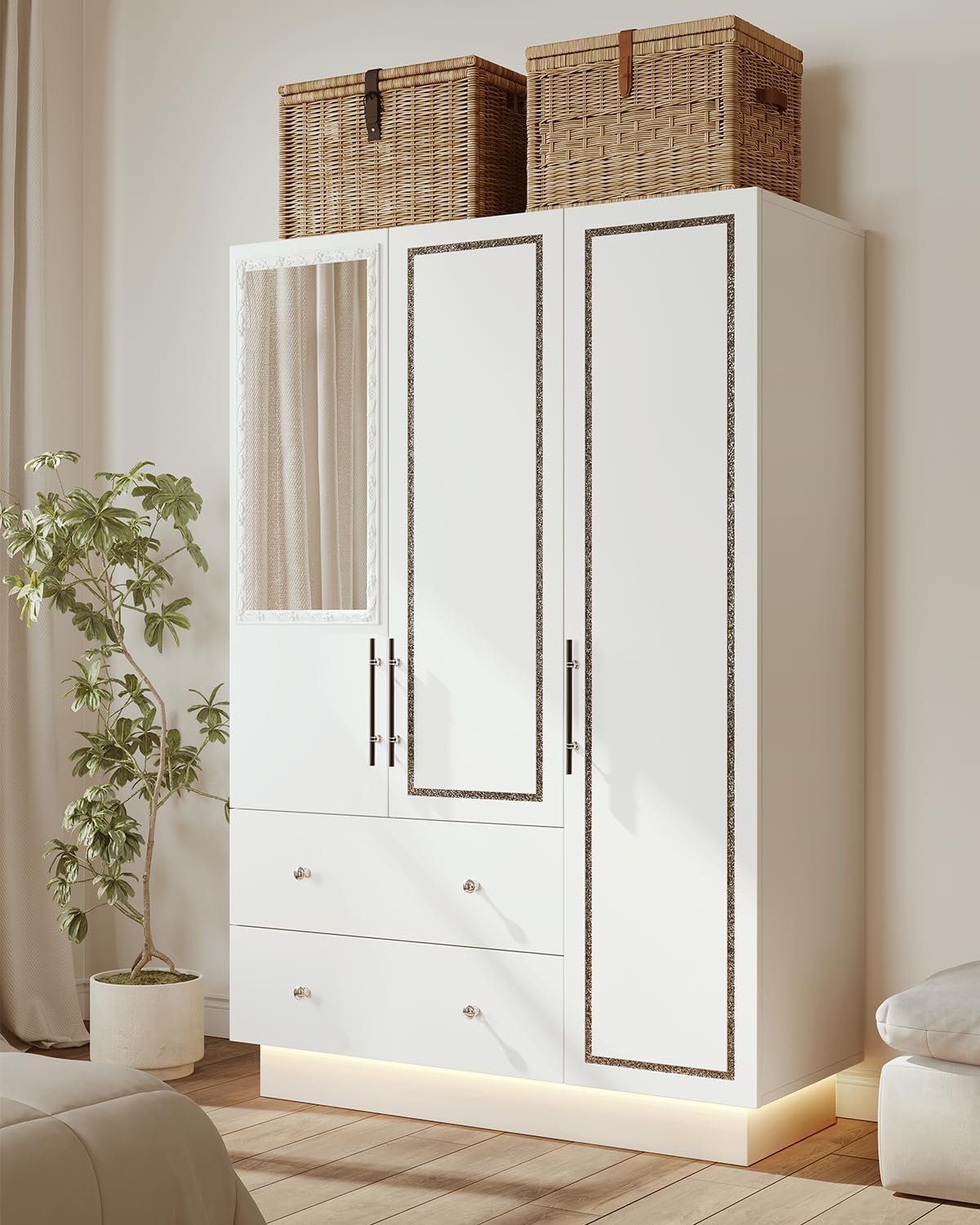 Amazon.com: Panana Bedroom Armoires Wardrobe Closet with 4 Doors 2 ...