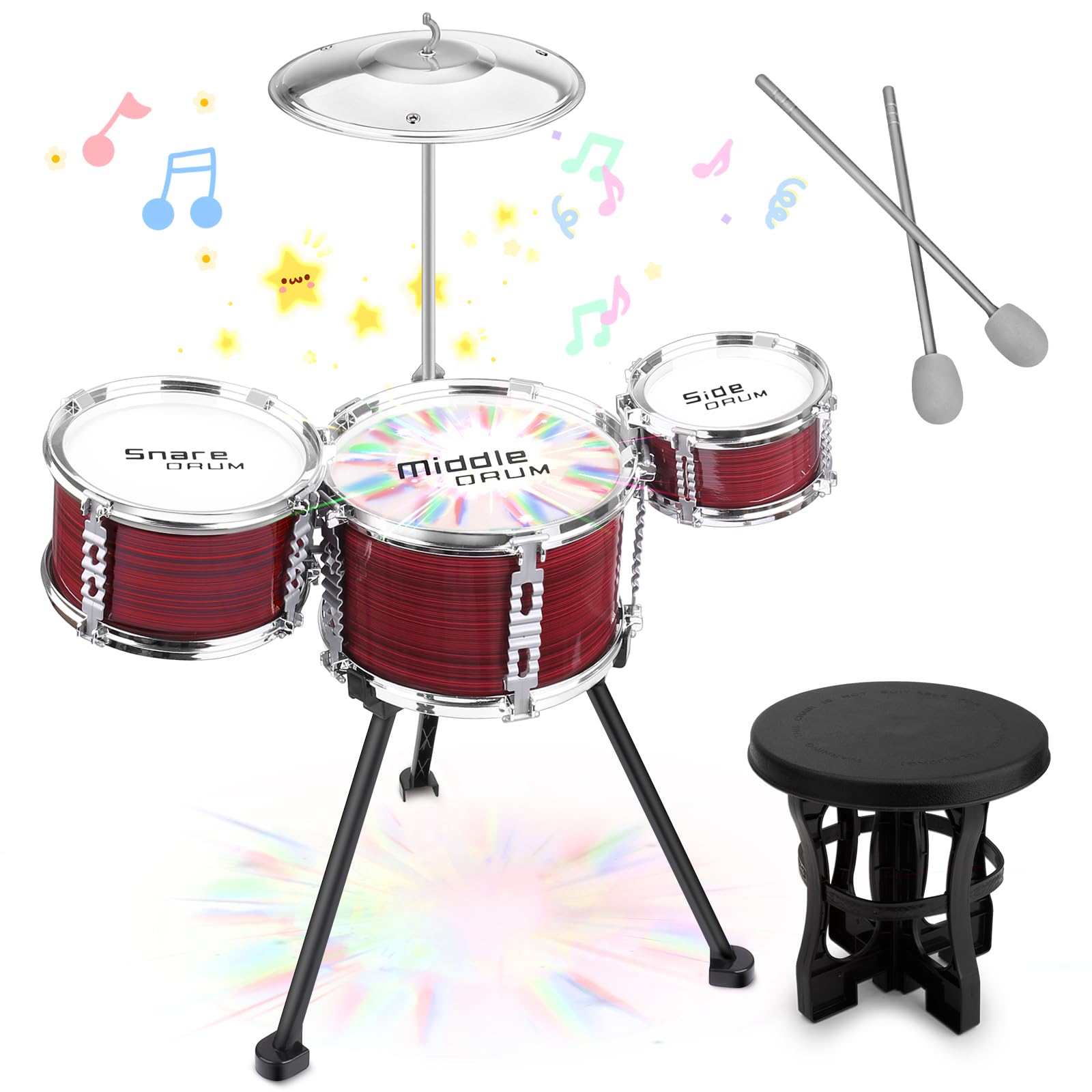 Amazon.com: Upgraded Toddler Drum Set with Lights Kids Jazz Drum Kit ...