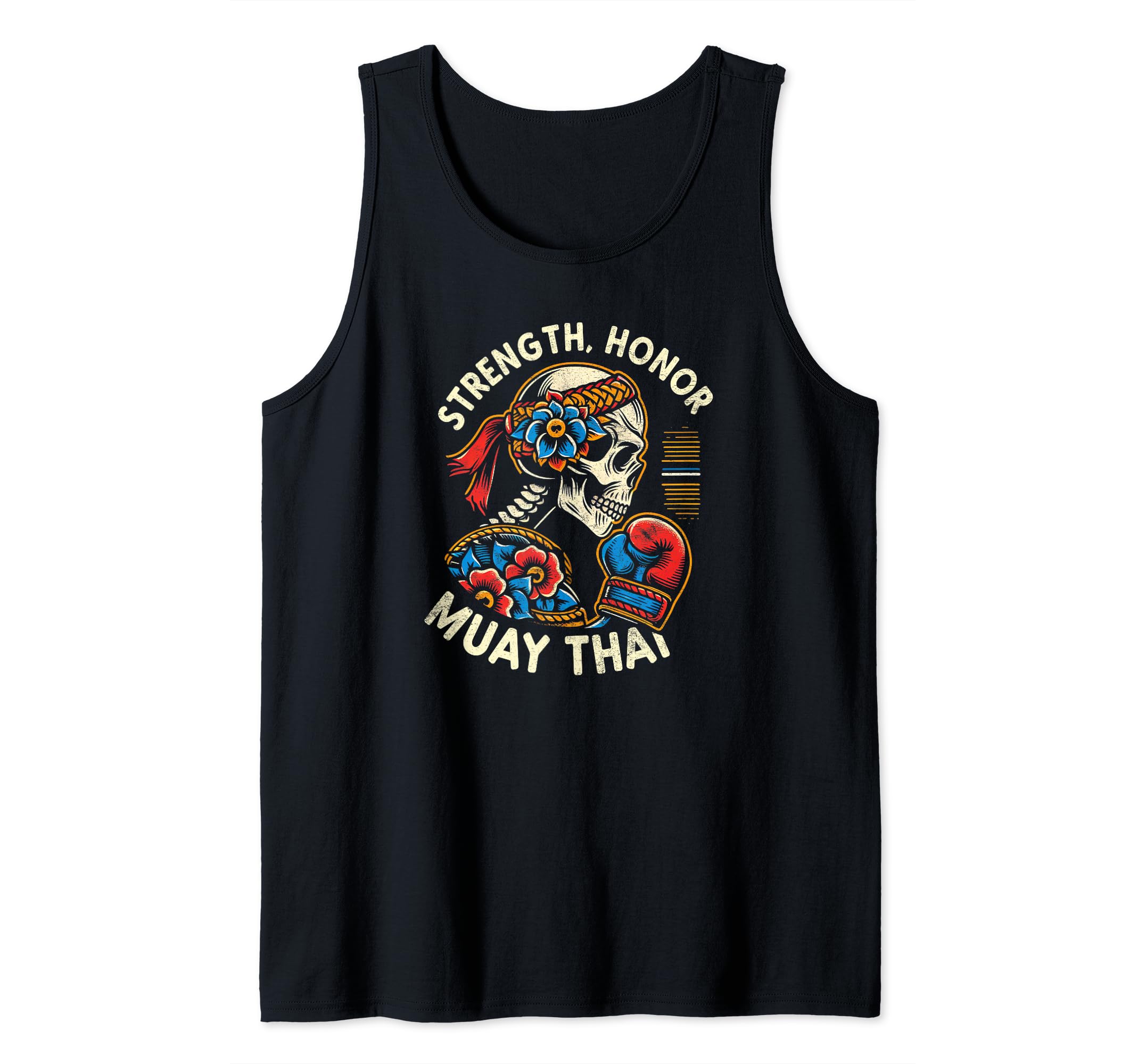 Amazon.com: Muay Thai Strength Honor Skull Kickboxer Traditional Tattoo ...