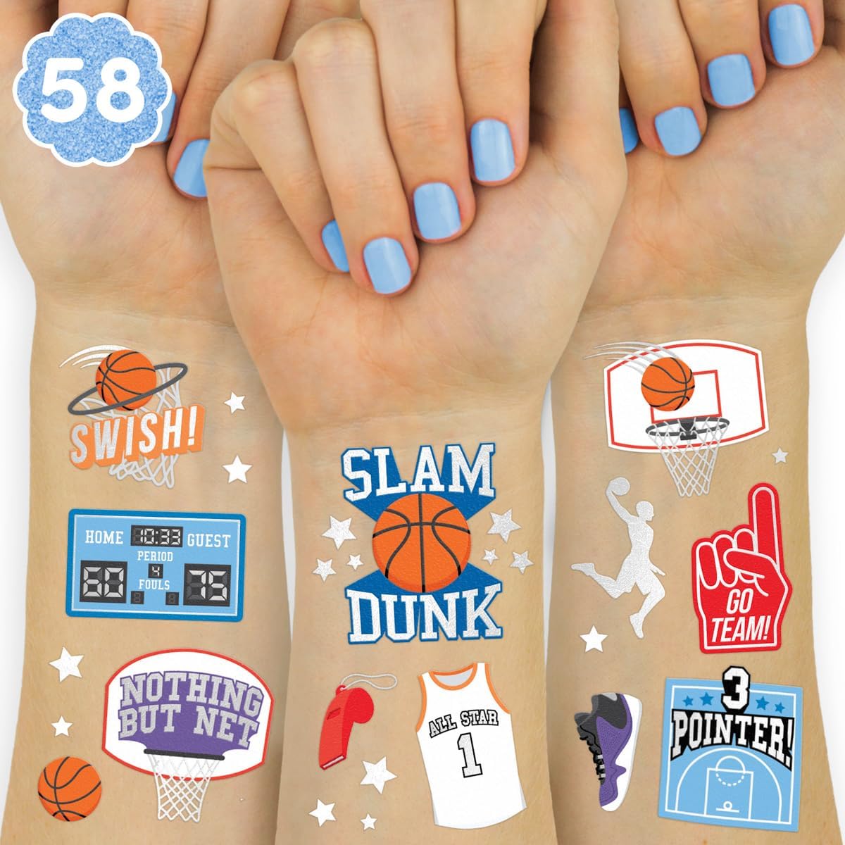 Amazon.com: Basketball Temporary Tattoos Stickers,240 Pieces Basketball ...