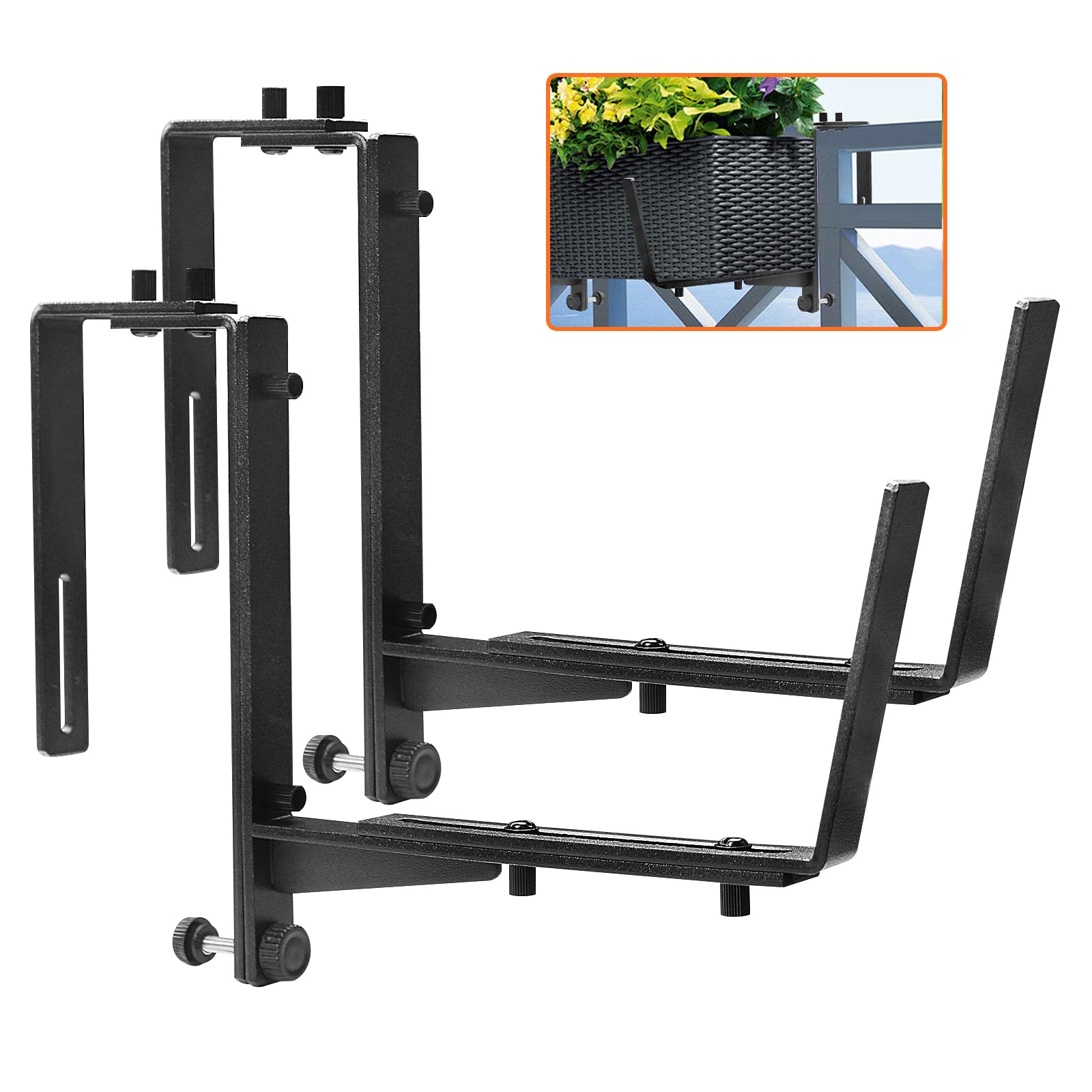 Snapklik.com : ZUIWAN 2 Pcs Adjustable Railing Planter Boxes Brackets