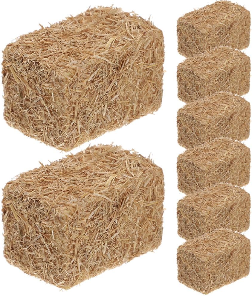 Amazon.com: 8pcs Mini Hay Bales Miniature Hayrick Figurine Autumn ...