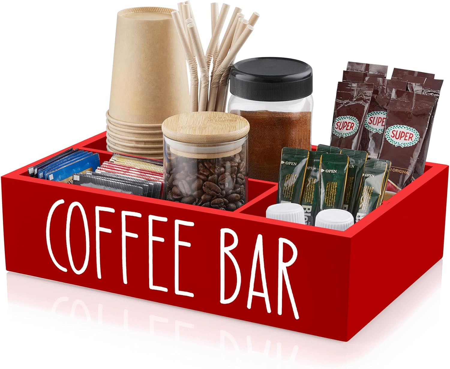 Amazon.com: ALELION Red Coffee Station Organizer with Removable ...