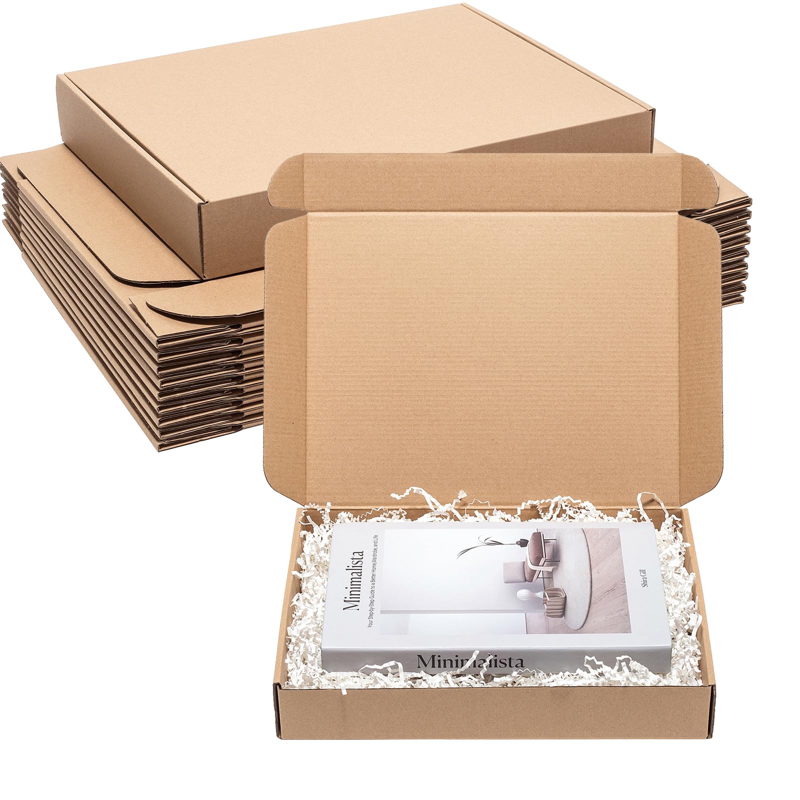 Amazon.com: Wowxyz Brown Shipping Boxes 13x10x2" 25 Pack - Corrugated ...