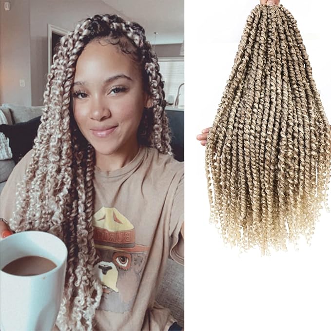 Amazon.com : Passion Twist Hair 18 Inch 27/613 Ombre Blonde Pre-twisted ...