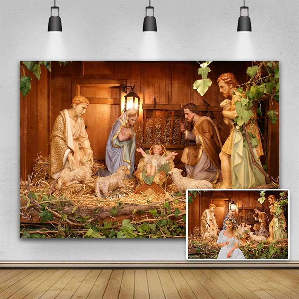 Amazon.com : Yeele 5x3ft Nativity Scene Backdrop Baby Jesus in The ...