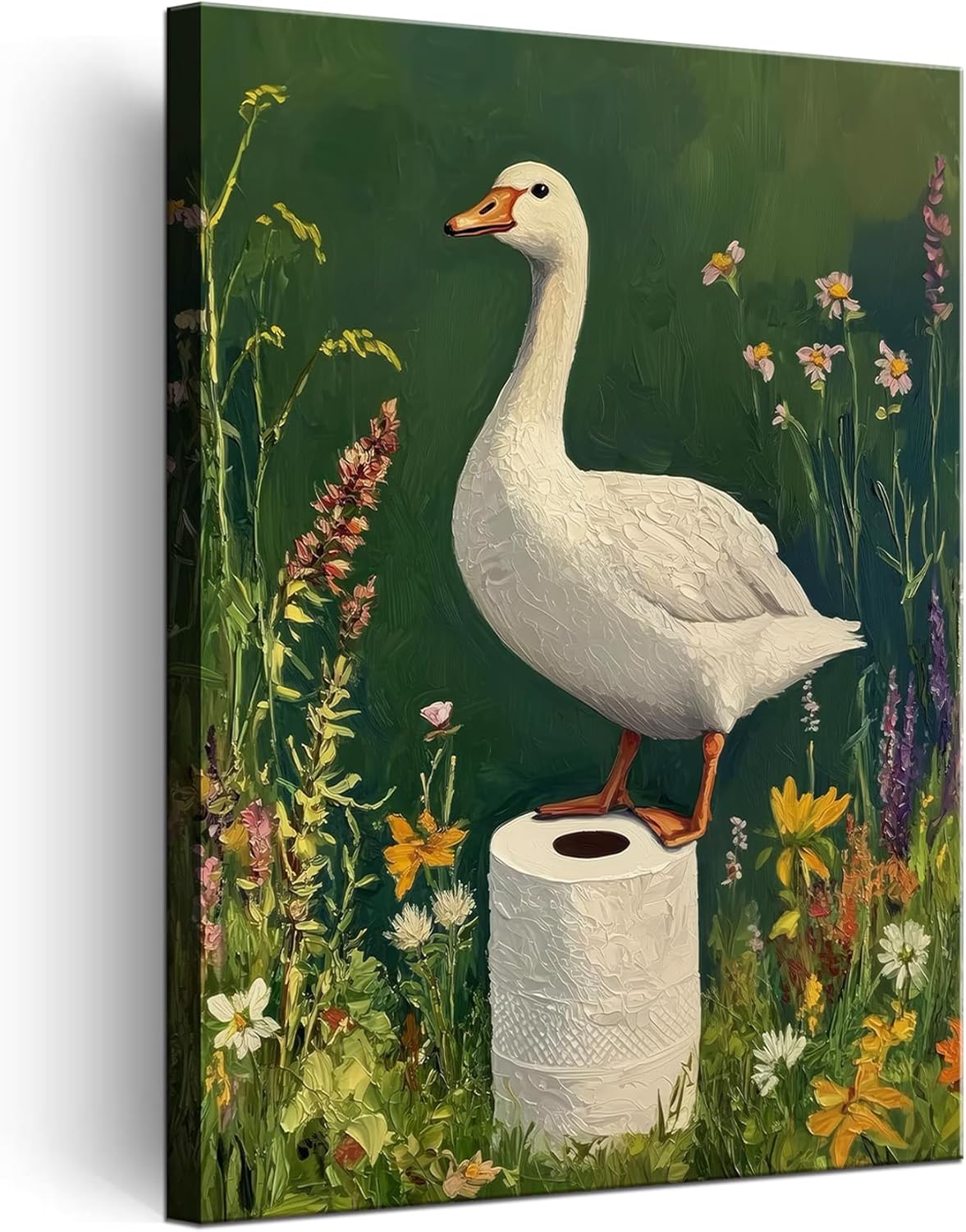 Amazon.com: Funny Goose Toilet Paper Canvas Wall Art Vintage Botanical ...