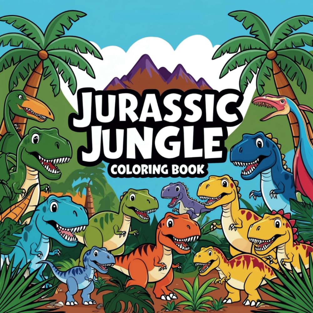 Jurassic Jungle: Dinosaur Coloring Book for Kids: Color, Discover, and ...