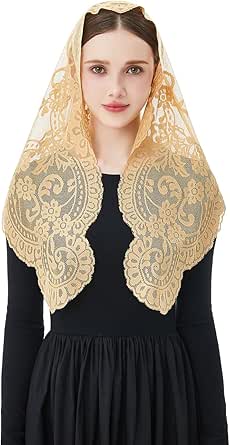 Wgior Elegant Veils for Catholic Church Lace Mantilla Chapel Veil for ...