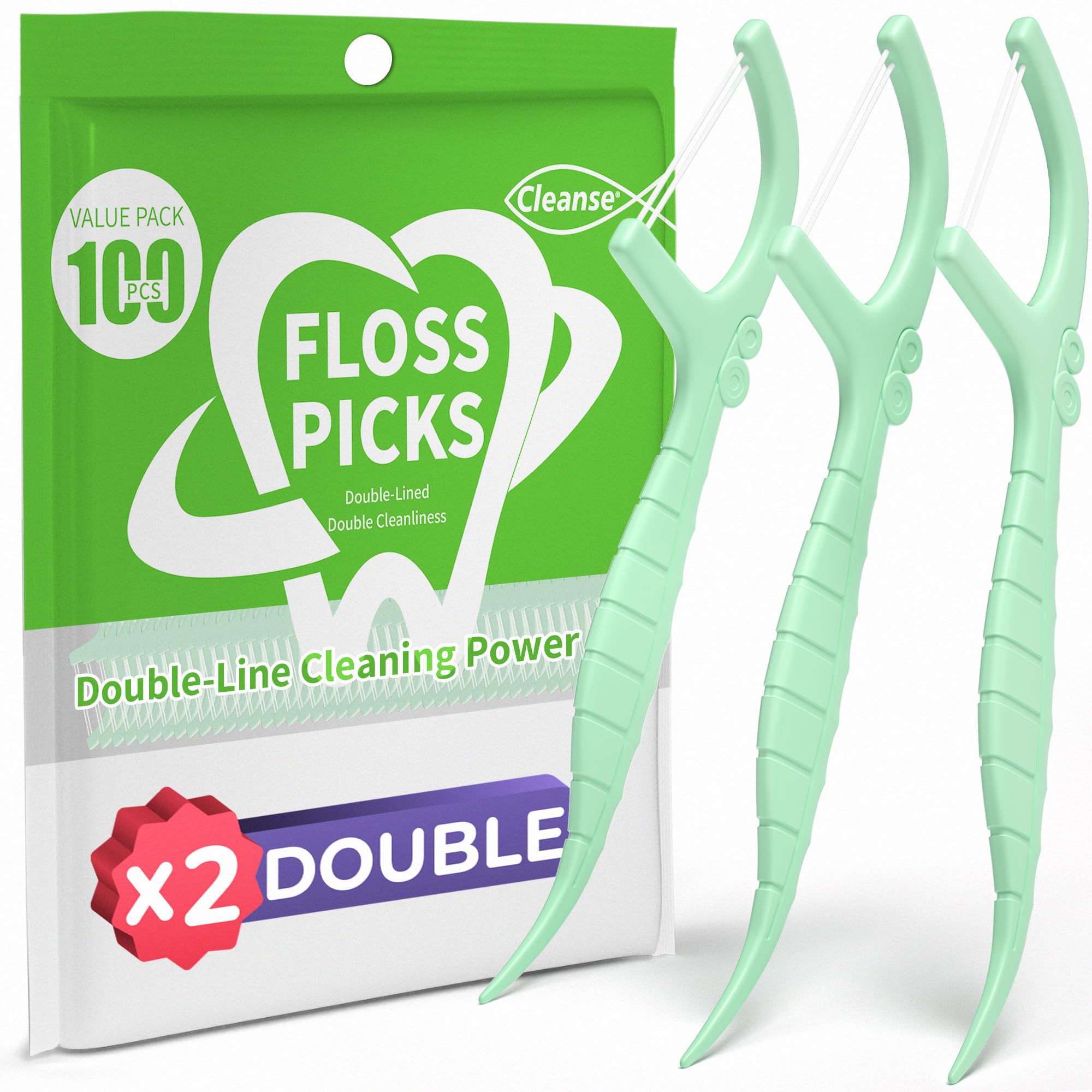 100Pcs Floss Sticks Dental, Double Floss Line Dental Floss Stick, Easy ...