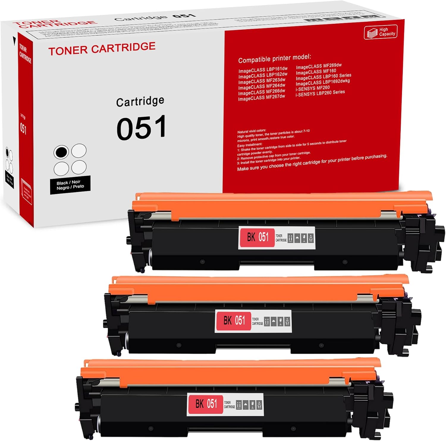 Amazon.com: 3 Pack 051 2168C001 Black Toner Cartridge: Compatible CRG ...